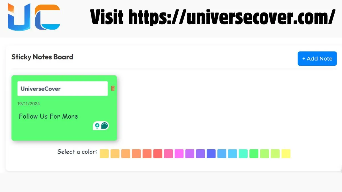 Online Sticky Notes Board :Create, Edit, Drag, All Colours